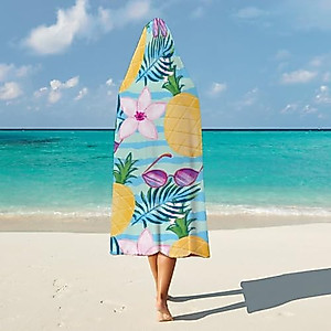 TaoYTao 60"x80" Women Summer Pineapple Fruit Pattern Blanket Hoodie, Foldable Wearable Funny Hooded Blanket Robe Cloak, Christmas Birthday Gifts Anniversary For Wife Girlfriend Women