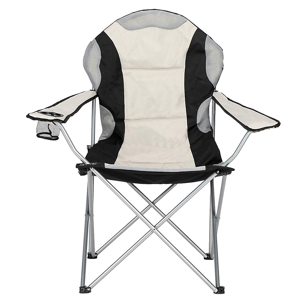 Vasitelan Outdoor Camping Chair with Back Support, Padded Lawn Chairs Folding Arm Chair with Bag, Cup Holder