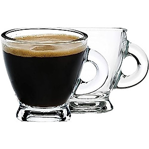 BOHEM'S Espresso Cups, 3.2 oz Small Demitasse Clear Glass Espresso Drinkware, Set of 2, Espresso Shot Glasses, Clear Expresso Coffee Cups, Tazas de Cafe Expreso