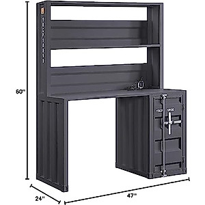 ACME Cargo Desk & Hutch - - Gunmetal