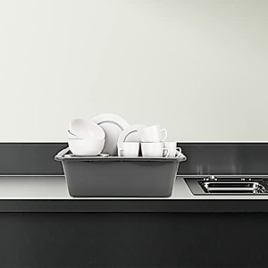 ZOENHOU 4 Pack 13 L Bus Tubs Plastic Bus Box, Gray Tubs Commercial Bus Box, Wash Basin Tote Box for Pantry Washing Dishes, 5 Inch Deep