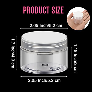 Patelai 4 Pieces Round Clear Wide-mouth Leak Proof Plastic Container Jars with Lids for Travel Storage Makeup Beauty Products Face Creams Oils Salves Ointments DIY Making or Others (Clear,2 Ounce)