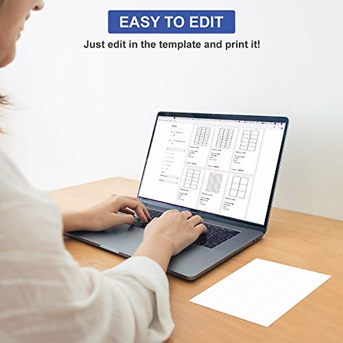 TYH Supplies White Matte Square Printer Labels 1.5 x 1.5 Inch, 2400 Labels, Laser & Inkjet, Strong Adhesive, Compatible with Avery 22805 Template