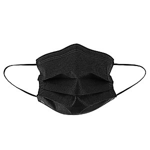 Global Glove Lightweight Face Mask, Black, Disposable, Food Contact Compliant, Polypropylene NW-M2, 50 masks