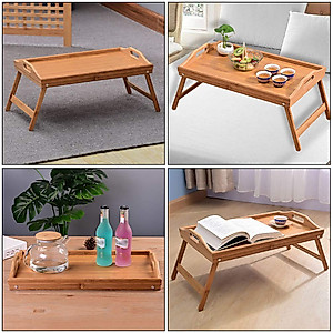 Garneck 1pc Folding Tray Bamboo Serving Tray Tea Set Tray Durable Bamboo Tray Home Decor Tray Decorative Tray Easy to Clean Tray Dinner Plate Tea Tray Coaster Platter Coffee Table