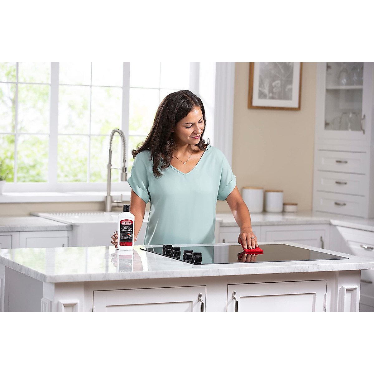 Weiman Non-Abrasive, No Scratch Induction Glass Ceramic Stove Cooktop Heavy Duty Cleaner and Polish, 20 Ounce