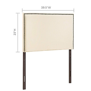 Modway MOD-5218 Region Linen Fabric Upholstered Twin Headboard in Ivory with Nailhead Trim
