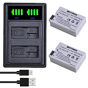 Batmax 2-Pack LP-E8 LP E8 Battery (1800mAh)+ LCD Dual USB Charger for Canon EOS Rebel T2i, T3i, T4i, T5i, EOS 550D, EOS 600D, EOS 650D, EOS 700D DSLR Digital Camera