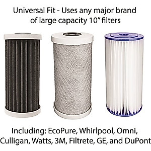 EcoPure EPWO4 Universal Large Capacity Whole Water Filter Housing-NSF Certified-Premium Filtration System-Built to Last, White