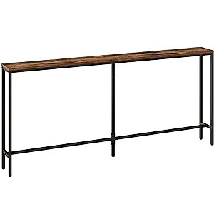 SUPERJARE 70.8 Inch Console Table, Entryway Table with Storage, Long Skinny Table, Hallway Table, Behind Couch Table, Industrial Plant Table, Adjustable Feet, for Entrance, Living Room - Vintage Brown