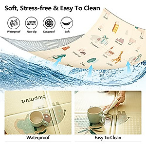 Baby Play Mat, Extra Large Foldable Play Mat for Baby 79" x 71" Reversible Waterproof Tear Proof Baby Floor Mat Foam Playmat Non Toxic Portable Tummy Time Mat with Travel Bag, Indoor Outdoor Use