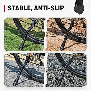 HENMI Bike Kickstand for Adult Bikes, Adjustable Bicycle Kickstand for Most 24"-29", 4 Holes, Non-Slip Sole, Aluminum Alloy Material, Kickstand for Mountain Bike/Trek Bike