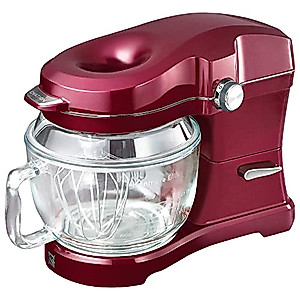 Kenmore Elite Ovation Electric Stand Mixer 5 Qt 500 Watt 10-Speed Motor Revolutionary Pour-In Top Tilt Head Beater Whisk Dough Hook Planetary Mixing 360-Degree Splash Guard Glass Bowl with Lid, Red