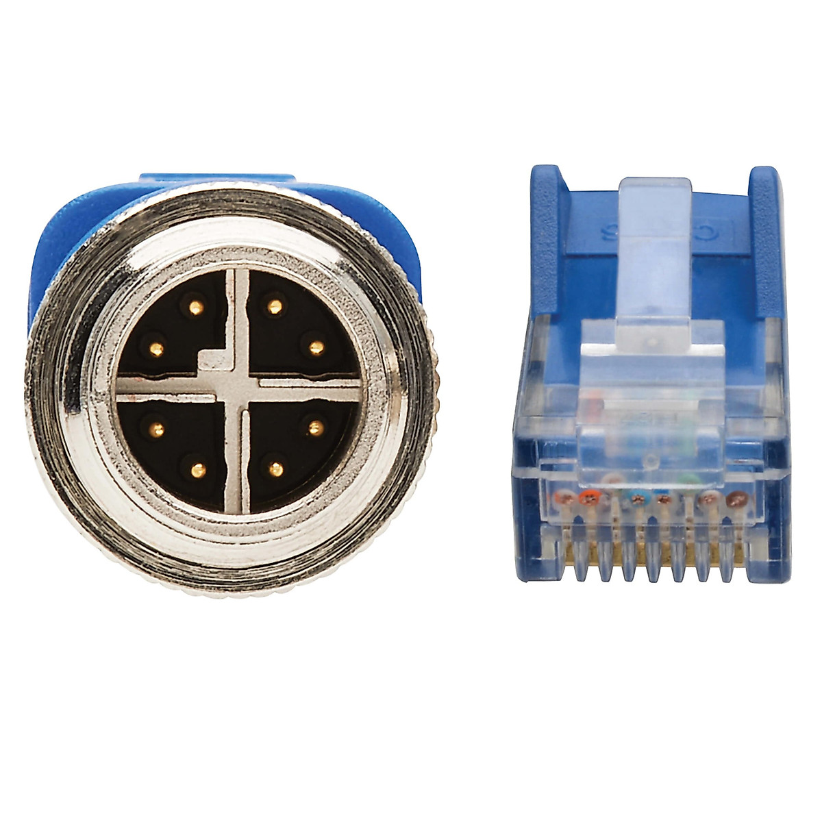 Tripp Lite M12 X-Code to RJ45 Cat6 Ethernet Cable (M/M), 1 Gbps, UTP, UL CMR-LP Certified for 60W PoE, Heavy-Duty IP68 Rating, 32.8 Feet / 10 Meters, Lifetime Manufacturer's Warranty (NM12-602-10M-BL)