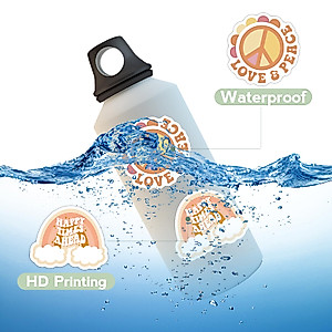 Diuyose 200Pcs Boho Stickers, Aesthetic Stickers for Water Bottles, Vinyl Waterproof Scrapbook, Laptop, Phone, Decorative Gifts Kids, Teens, Adults Yellow we-89