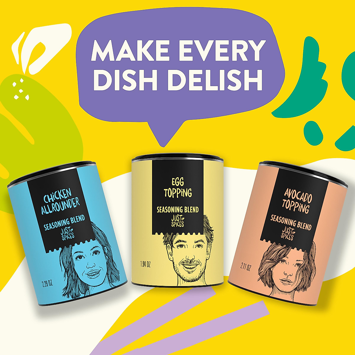 Just Spices Egg Topping, 1.94 OZ I Breakfast and egg seasoning with white sesame, chilli, grated tomato, sea salt and more