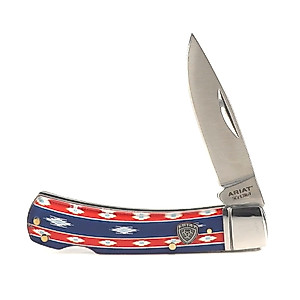 ARIAT 3" Red and Blue Southwestern Pattern Folding Knife