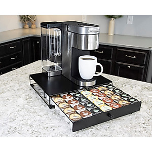 nifty SOLUTIONS Nifty Black Finish, Compatible with K-Cups, Pack Holder, Extra Wide Under Coffee Pot Storage Drawer, Slim Home Kitchen Counter Organizer, 42 Pod Capacity-Rolling