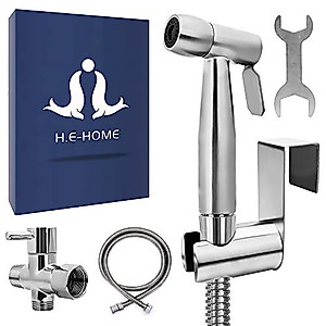 H.E Home Bidet Sprayer for Toilet a Perfect Cloth Diaper Sprayer Easy to Install and Leak Proof Hose with Complete Jet Spray Kit. High Pressure Toilet Sprayer