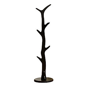 King's Brand Furniture - Wood Hall Tree Coat Rack Stand, Black Finish