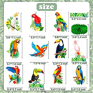 Parrot Honeycomb Centerpieces 11Pcs Tropical Bird Party Table Centerpieces Birds Party Supplies Hawaiian Luau Party Decoration for Rainforest Birds Baby Shower Party Supplies
