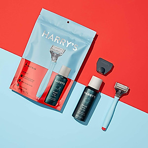 Harry's Starter Set: Buoy Blue Razor Handle with (1) 5-Blade Cartridge & (1) 2 Oz Shave Gel