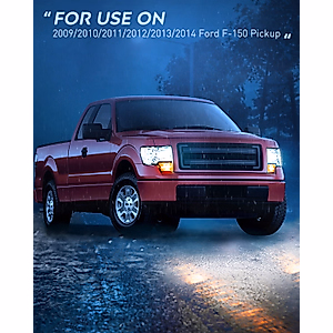 Nilight Headlight Assembly 2009 2010 2011 2012 2013 2014 F150 Chrome Housing Clear Corner Clear Lens Headlamp Replacement Driver and Passenger Side 2 Pack