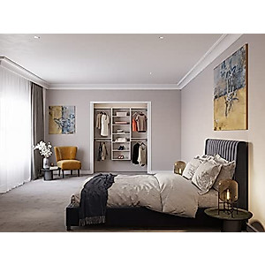 Closet Kit with Hanging Rods & Shelves - Corner Closet System - White, 72 inches Wide