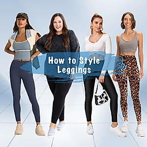 High Waisted Leggings for Women - No See Through Tummy Novelty Workout Yoga Pants with Pockets Reg & Plus A-White