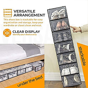 I&D DESIGNS STACBOX Shoe Organizer | Stackable Easy to Assemble for Closet | Protects Shoes | Clear Display | Declutters Spaces | Multipurpose Storage Container (SMALL Size 6 Pcs)