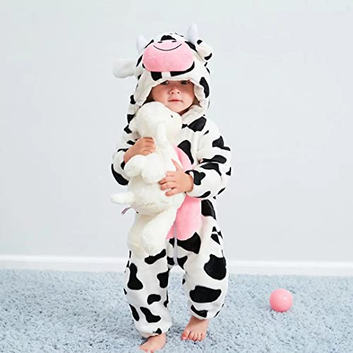QIAONIUNIU Halloween Baby Cow Costumes Toddler Onesie Infants Cosplay Romper 30-36 Months