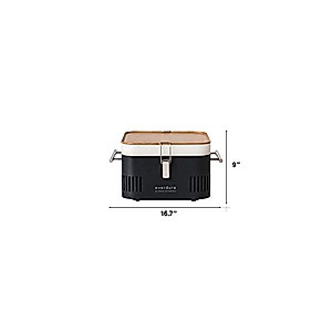 Everdure CUBE Portable Charcoal Grill, Tabletop BBQ, Perfect Tailgate, Beach, Patio, or Camping Grill, Lightweight & Compact Small Grill with Preparation Board & Food Storage Tray, Graphite