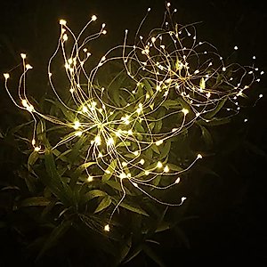 Forlivese Solar Lights Outdoor, Garden Decorative Lights, Solar Landscape Lights, DIY Lights, 105 LED Powered 35 Copper Wires for Walkway Patio Lawn Backyard，Party Decor 2 Pack (Warm-Colors)
