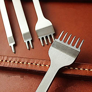 Leather Craft Tool Hole Punches 1+2+4+6 Prong Lacing Stitching Punch, Craft Kits (4mm)