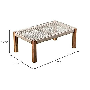 SEI Furniture Brendina Outdoor Glass-Top Cocktail Table, Natural