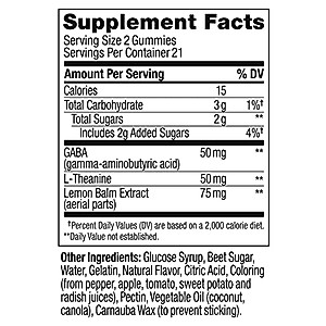 OLLY Goodbye Stress Gummy, GABA, L-Theanine, Lemon Balm, Stress Relief Supplement, Berry - 42 Count