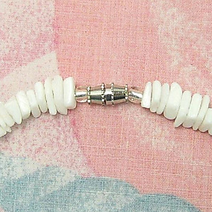 Native Treasure 18" inch Mens and Womens Tropical Jewelry Polished White Rose Clam Chips Ark Shell Summer Beach Surfer Necklace From the Philippines