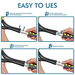 Henoty 27 Inch Snow Brush and Detachable Ice Scraper with Comfortable Foam Grip and Detachable Scraper for Cars,Trucks, SUVs, Windshield (Heavy Duty ABS, PVC Brush)