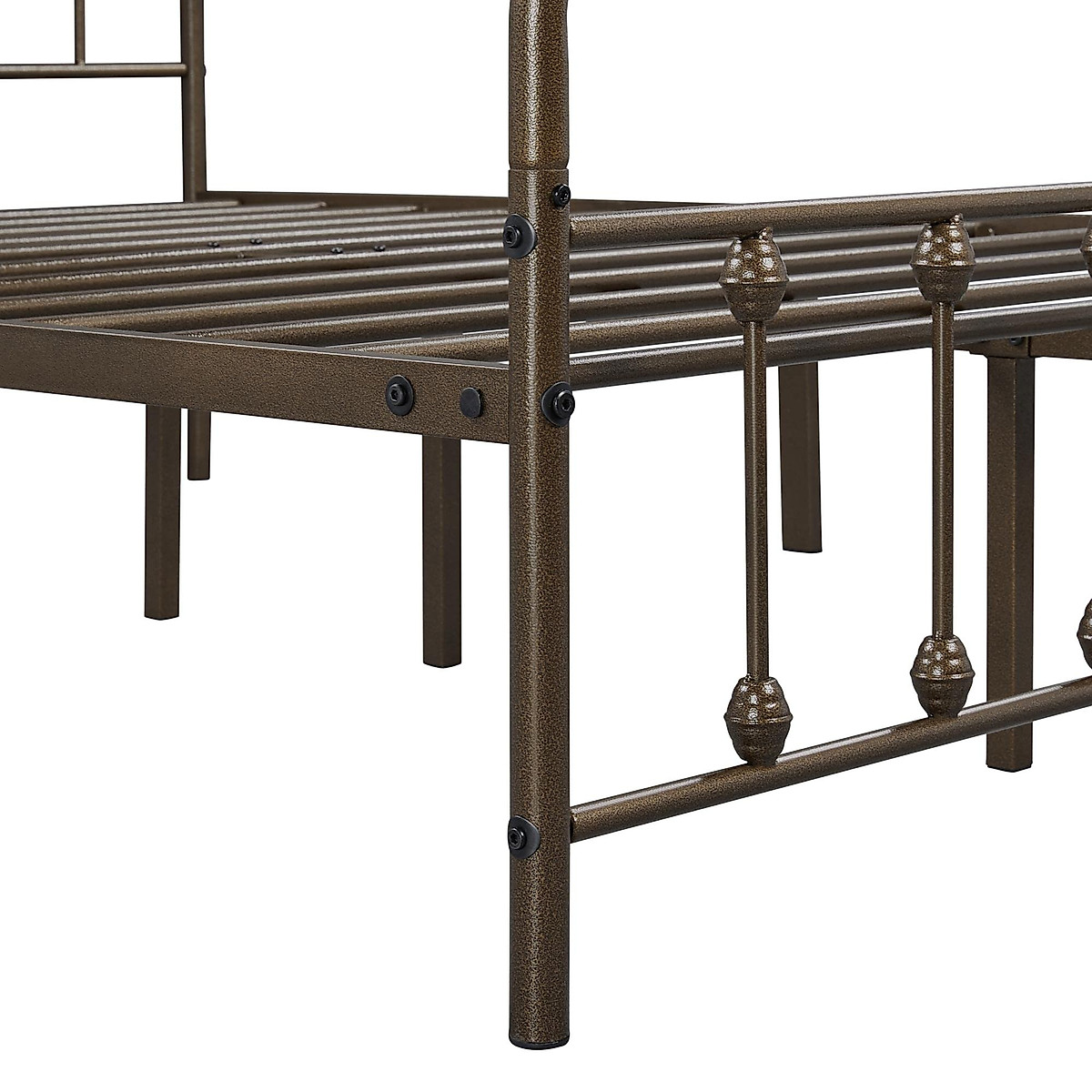 Topeakmart Full Size Victorian Style Metal Bed Frame with Headboard/Mattress Foundation/No Box Spring Needed/Under Bed Storage/Strong Slat Support Bronze