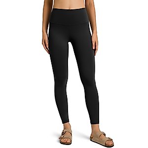 Colorfulkoala Women's Dreamlux High Waisted Workout Leggings 25" Inseam 7/8 Length Yoga Pants (L, Black)