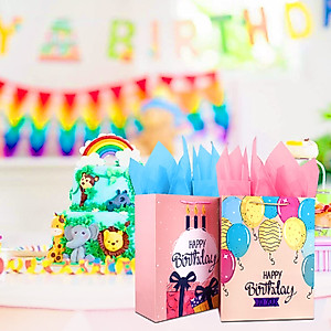 Gift Bag Birthday Gift Bags Set,2Pack Large Gift Bag for Girls Women Female Her,Pink Gift Bags with Tissue Paper,Paper Gift Bags with Handles,Big Gift Bags Birthday Gift Wrap Bag,Happy Birthday Gift Bags Party Gift Bags for Present Bags Birthday Bags