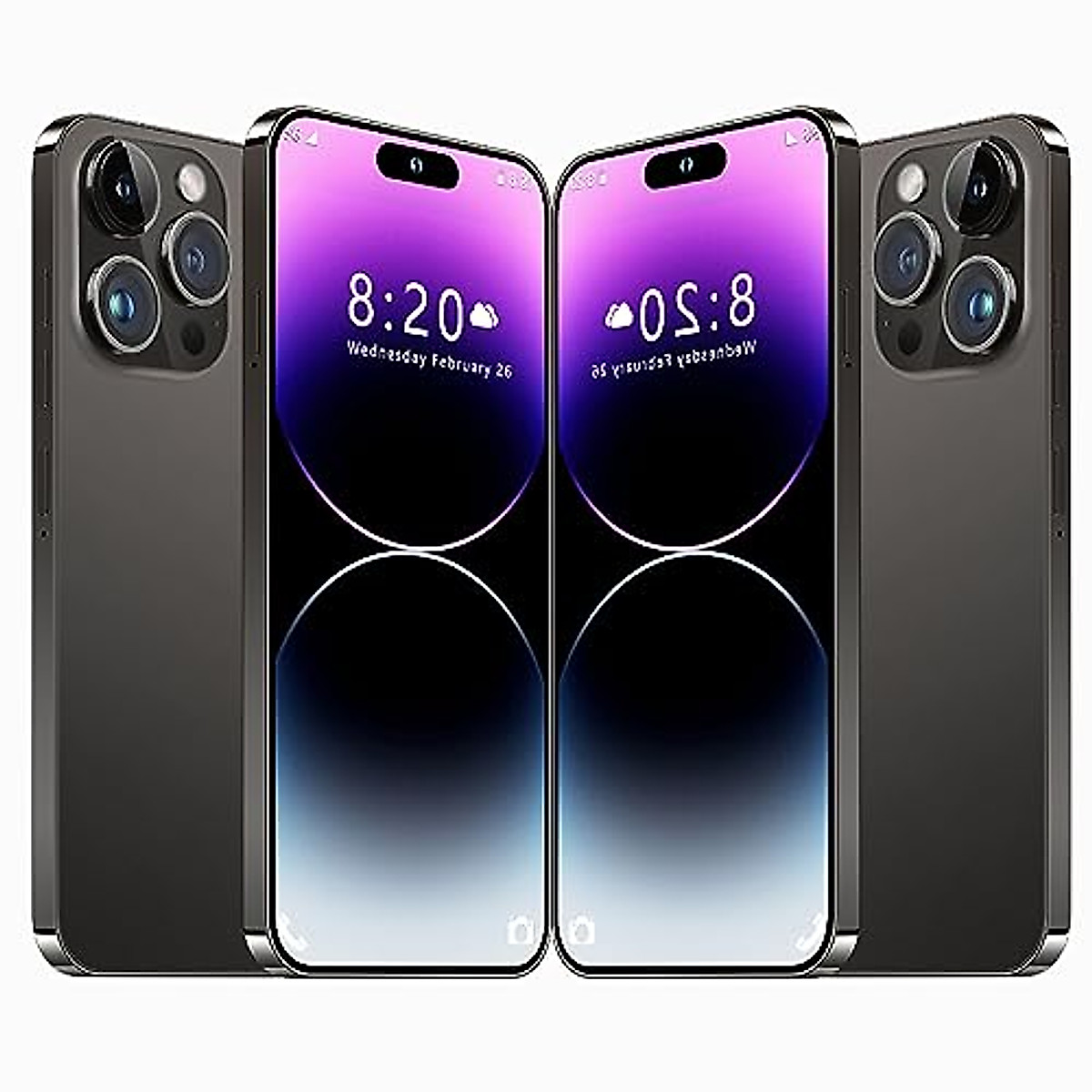 RAYPUR i14 Pro Max Smartphone, 2023 New 7.3Inch HD Screen Face ID, 16GB 1TB Cell Phone, Global Version 4G/5G, 7800mAh Battery Mobile Phones,Black-1TB