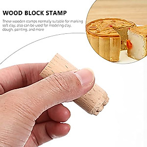 Beavorty 7Pcs Wood Pottery Tools Stamps Wooden Clay Pottery Stamps Column Wooden Stamps Natural Wood Stamps for Clay Art Valentines Day Easter Gift