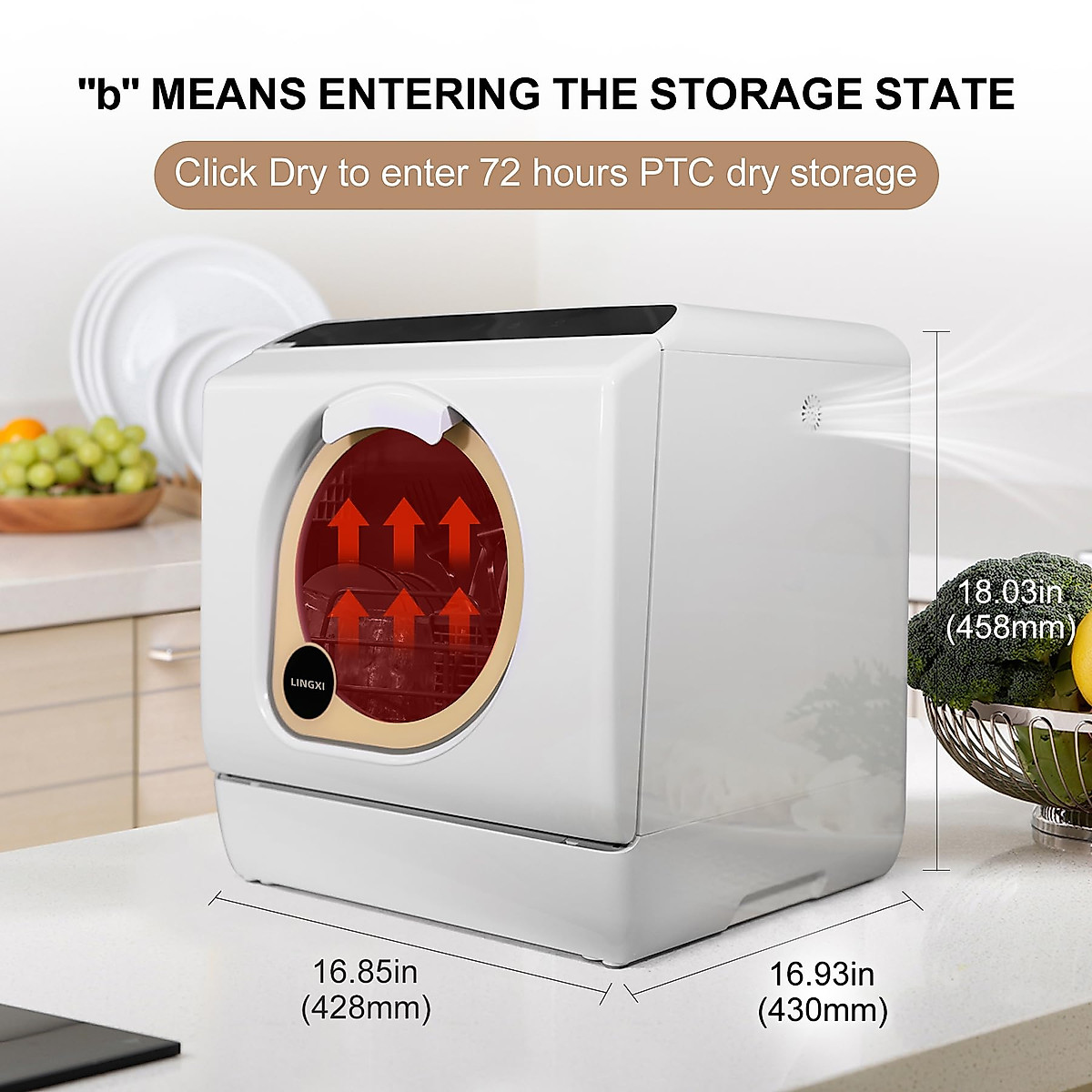 LINGXI Counter Top Dishwasher ，Countertop Dishwasher with Water Tank. Portable Dishwasher With Dryer，Baby Care，360° Spray， Dishwasher For Apartments，Rvs.