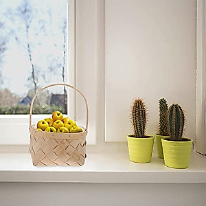 Handmade Rattan Storage Container Woven Storage Basket with Handle Seagrass Storage Basket Portable Flower Basket for Home Camping Wedding (Large)