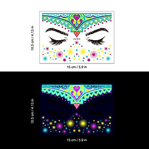 Glow In The Dark Tattoos for Adults, Blacklight Neon Glow Temporary Tattoos Makeup Butterfly Tattoos Stickers for Halloween Glow In The Dark Party Supplies