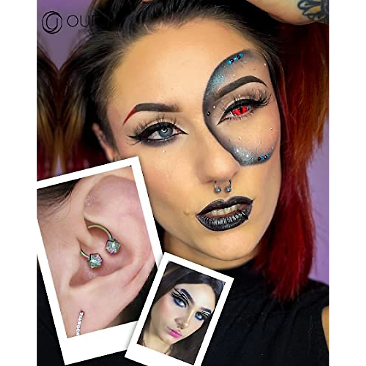 OUFER 16G Septum Rings, 316L Surgical Steel Septum Piercing Jewelry, Icosahedron Dice Cartilage Earrings, Helix Daith Conch Piercing Jewelry for Women and Men