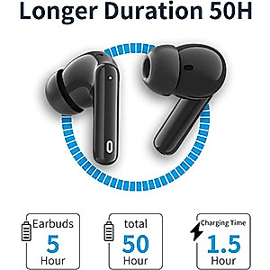 A40 Pro Wireless Earbuds, 50Hrs Playtime Bluetooth Earbuds Built in Noise Cancellation Mic with Charging Case, Bluetooth Headphones with Stereo Sound, IPX7 Waterproof Ear buds for iPhone and Android