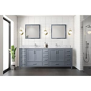Lexora Jacques 84 in. W x 22 in. D Dark Grey Double Bath Vanity and Carrara Marble Top