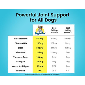 Dogtor Box Vet-Formulated All-Natural Joint Supplement for Dogs with Glucosamine, Chondroitin, MSM, Collagen - 120 Soft Chews Proudly Made in USA
